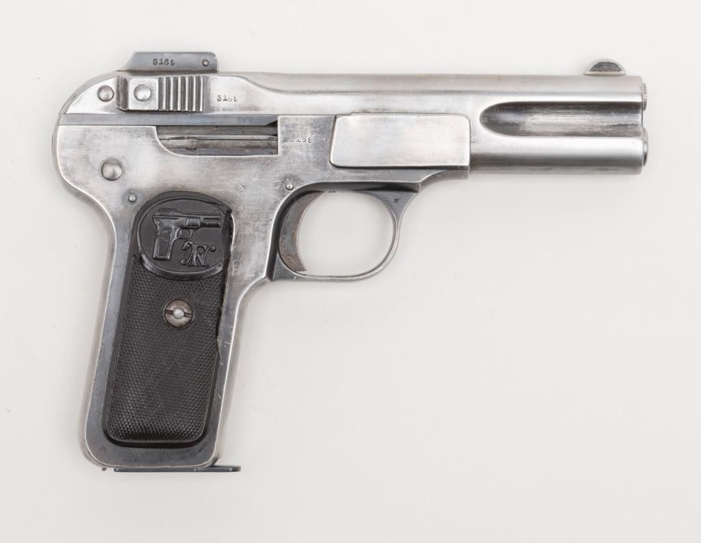 FN Model 1900 semi-auto pistol, 7.65mm cal., 4” barrel, blue finish ...