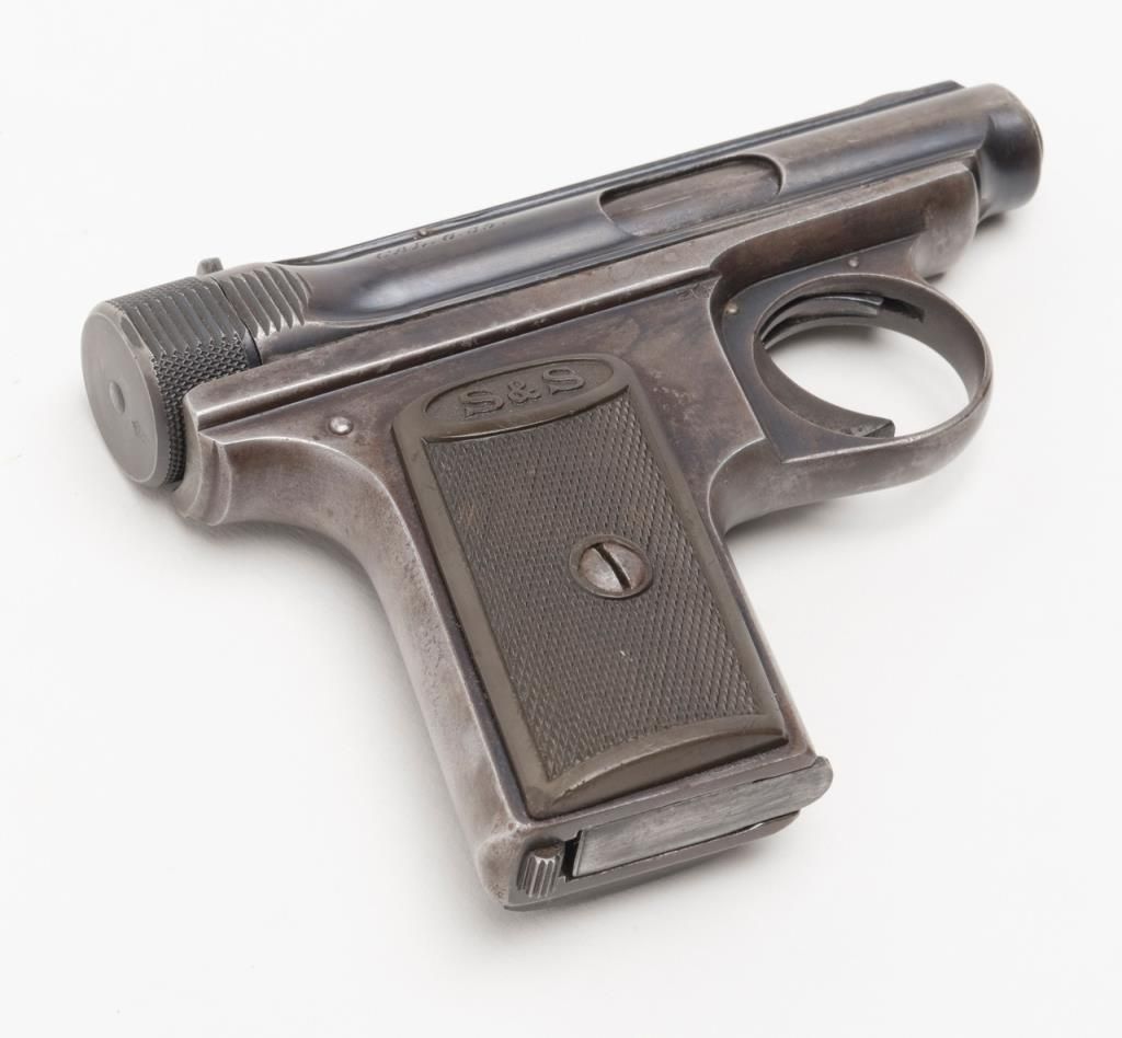 J.P. Sauer pocket semi-auto pistol, 6.35mm cal., 2-1/2” barrel, blue ...