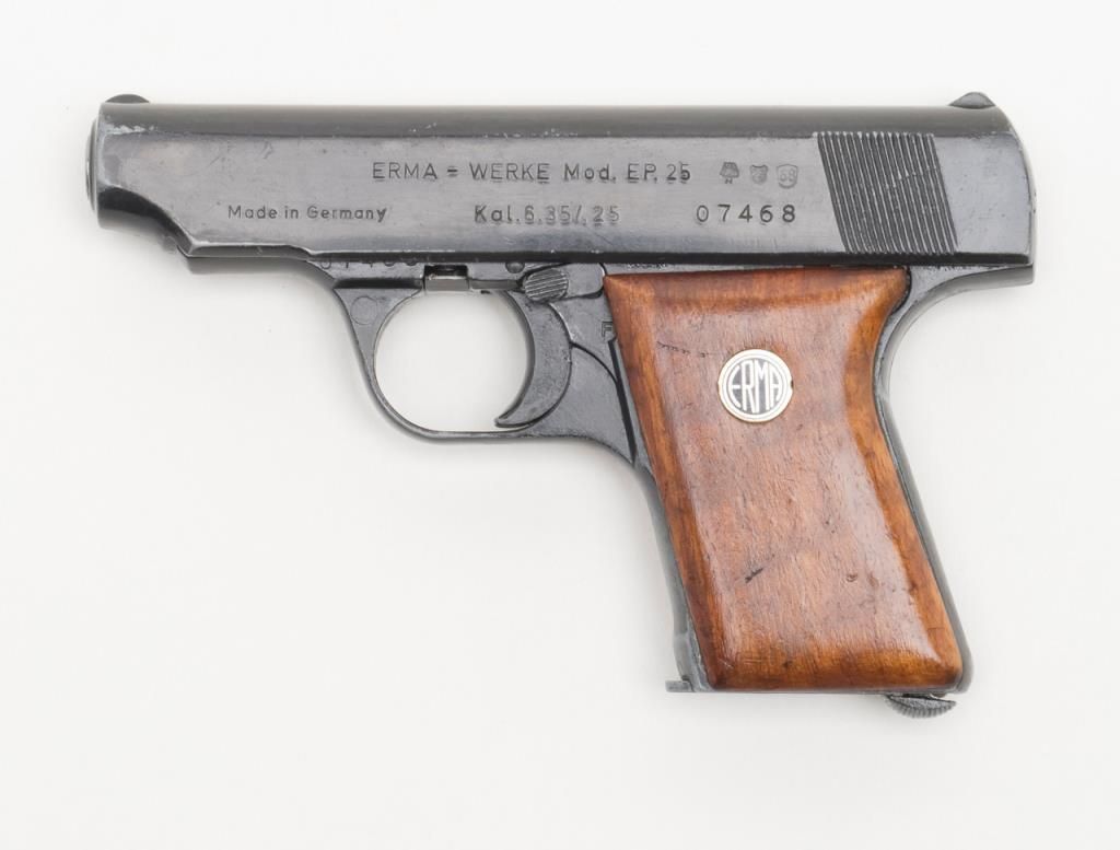 Erma Model EP-25 semi-auto pistol, 6.35mm cal., 2-1/2” barrel, blue ...