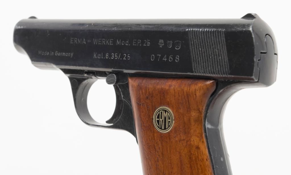 Erma Model EP-25 semi-auto pistol, 6.35mm cal., 2-1/2” barrel, blue ...