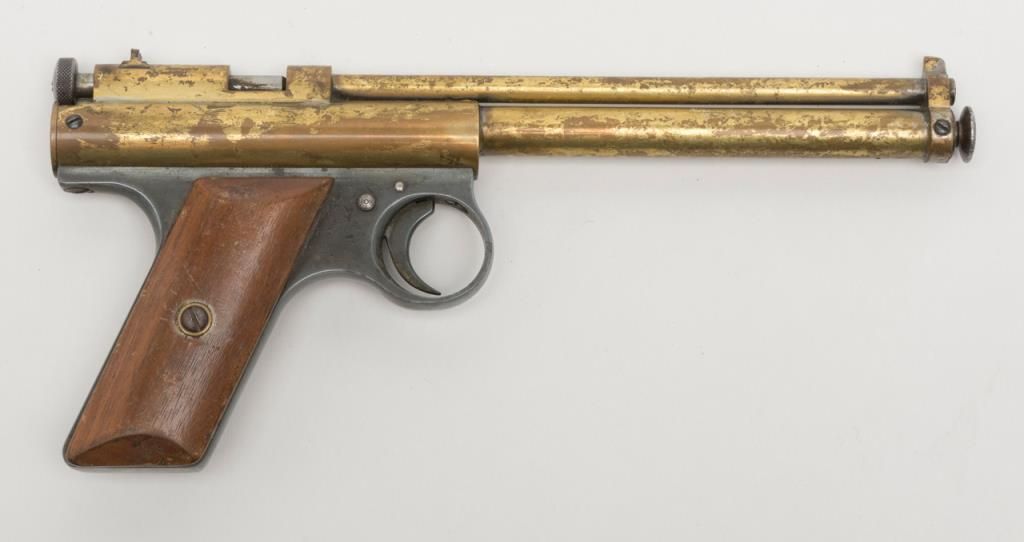 Benjamin Franklin air pistol with wood grips. Est.: $50-$100.