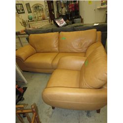 NEW - Natuzzi Cowhide leather sofa & chair