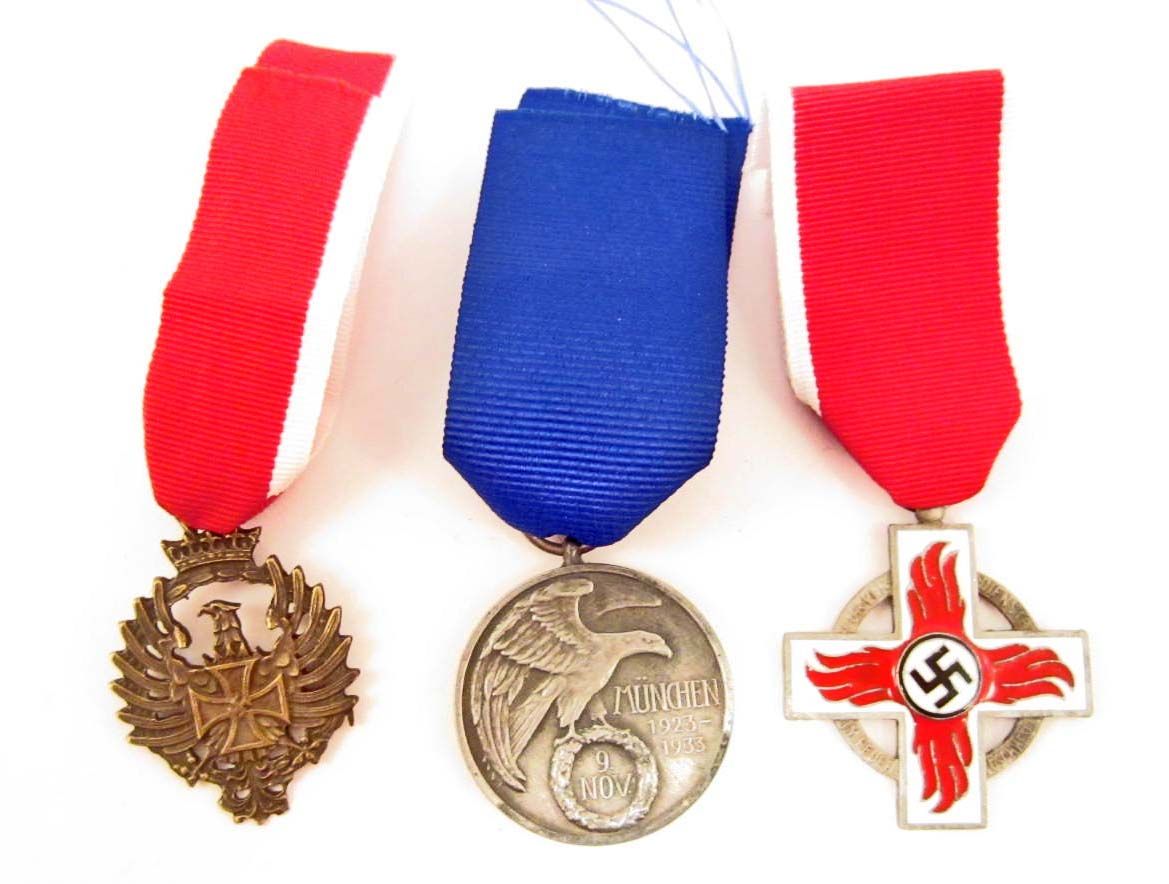 LOT OF 3 GERMAN NAZI MEDALS W/ RIBBONS