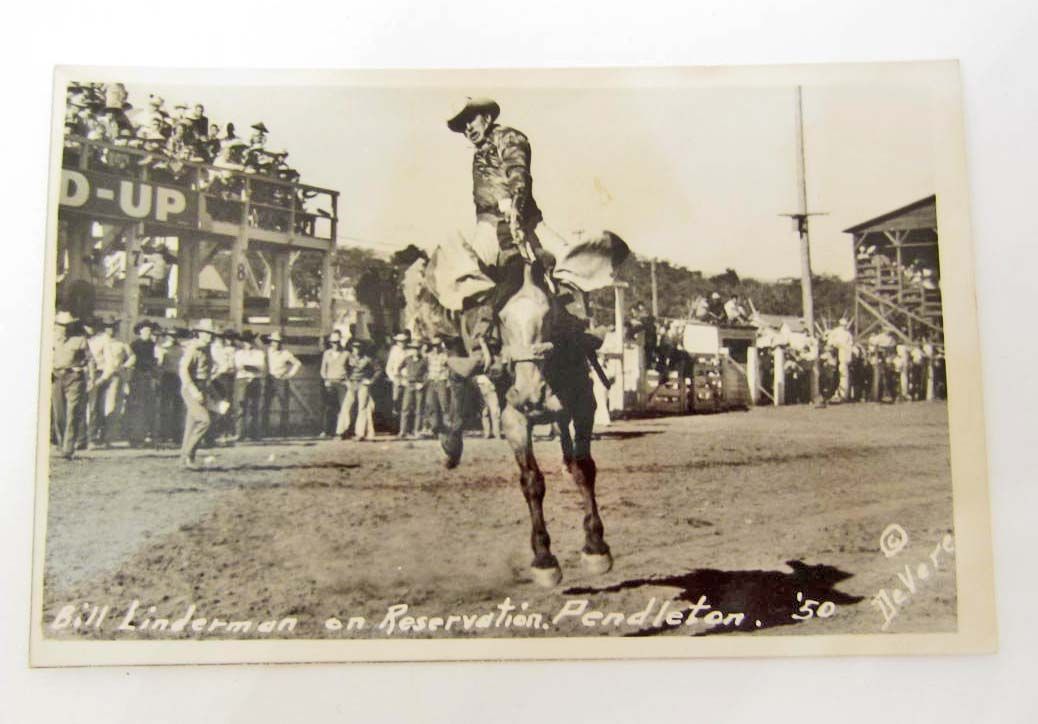 VINTAGE RPPC BILL LINDERMAN RODEO PHOTO POSTCARD