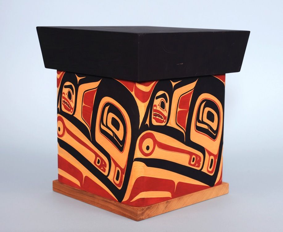 Bent Wood Box Carved and Painted Yellow Cedar, Raven with the Light ...
