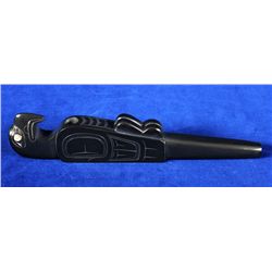 Haida Argillite Eagle Pipe Carved by Glen Pollard 10 1/2" L. 2" H. Good ...