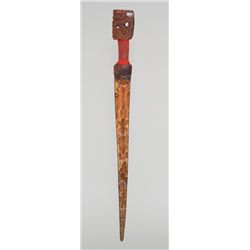 Tlingit Ceremonial Dagger with Carved and Inlaid Blade and Carved and ...