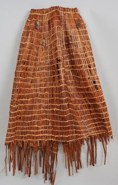 19TH C. Tlingit Trade Wool Tunic with Collar and Cedar Bark Skirt ...