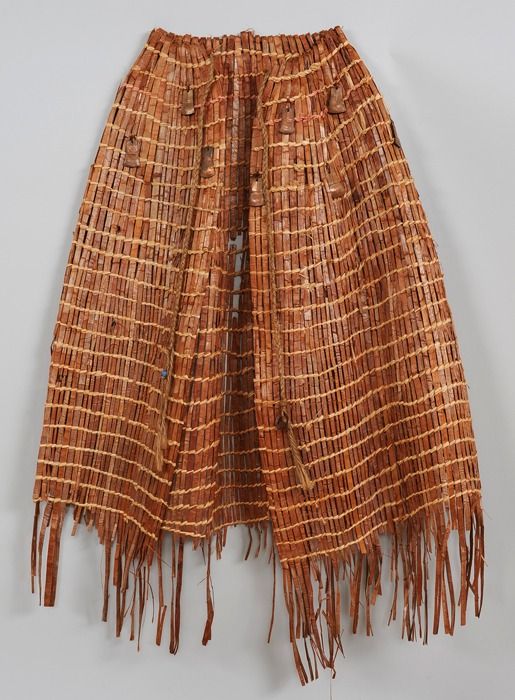 19TH C. Tlingit Trade Wool Tunic with Collar and Cedar Bark Skirt ...