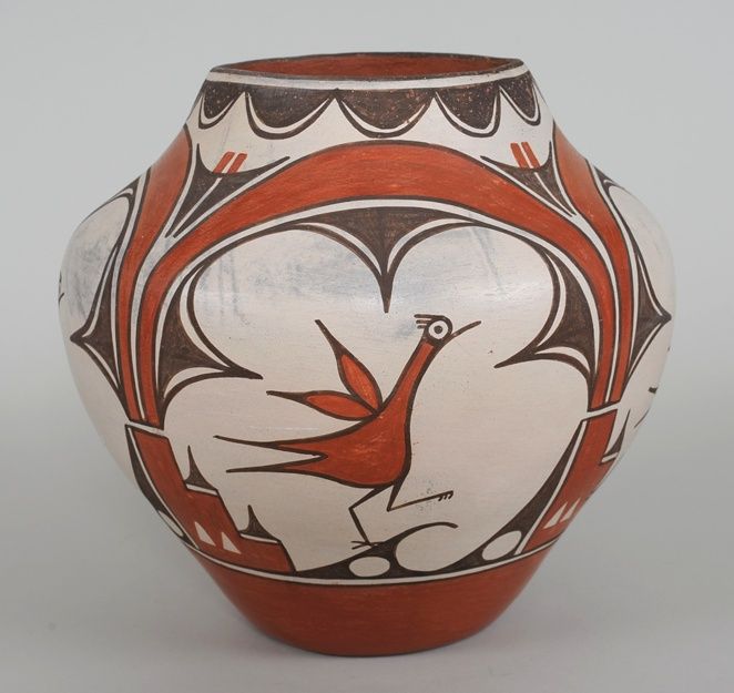 Zia Pueblo Pottery Olla with Spalling and Roadrunner Design by ...
