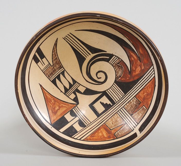 Hopi Pottery Bowl with Spalling 9 1/2" D. 3" H. Good Condition