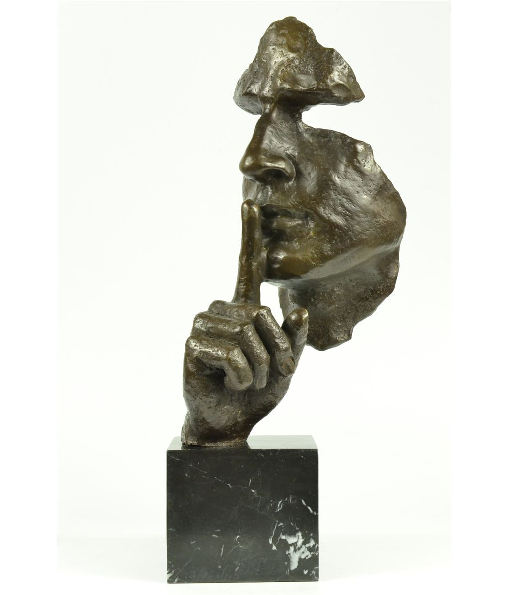 18"x8" Signed Salvador Dali Abstract Man Hush Up Bronze Sculpture ...