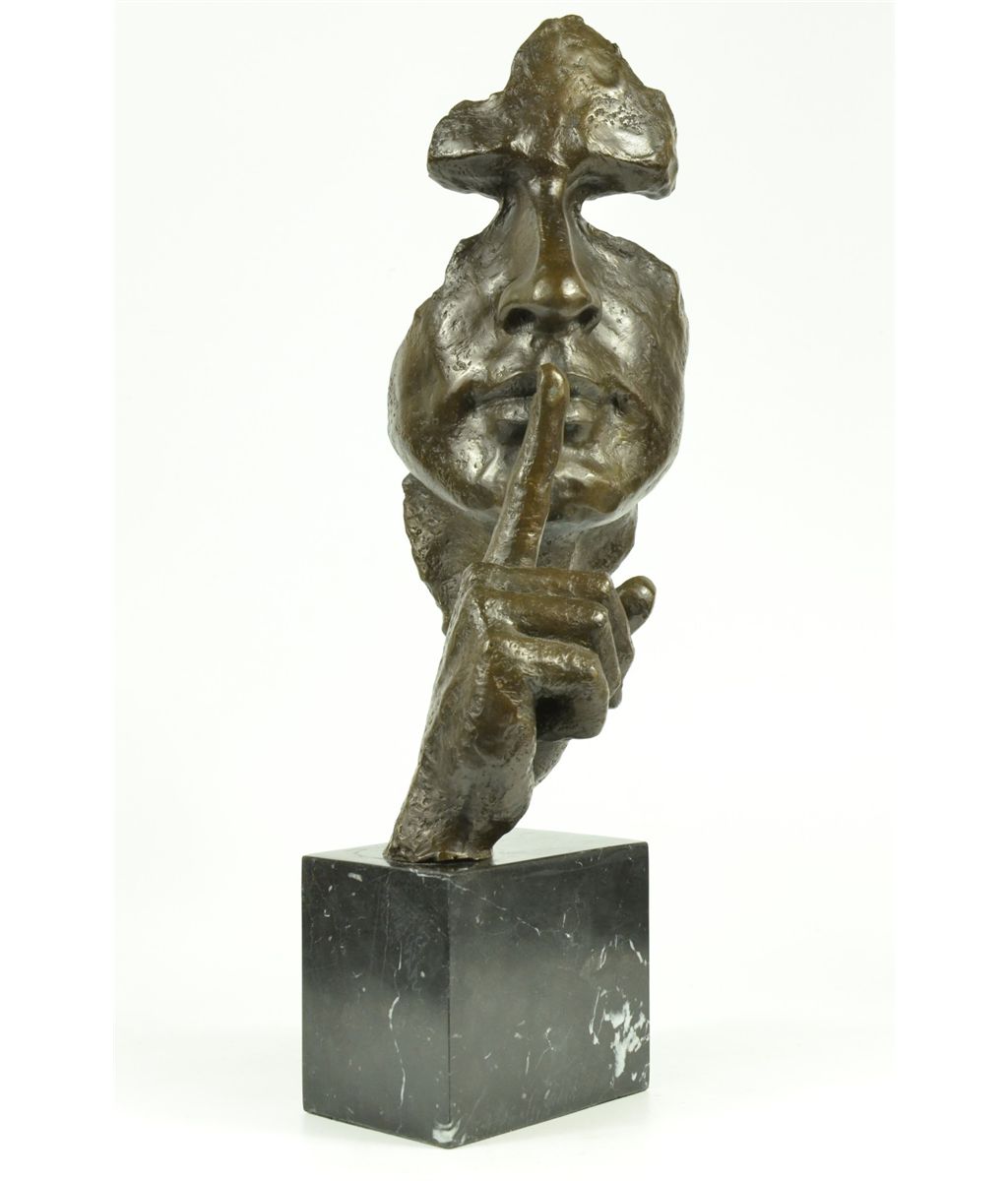 18"x8" Signed Salvador Dali Abstract Man Hush Up Bronze Sculpture ...