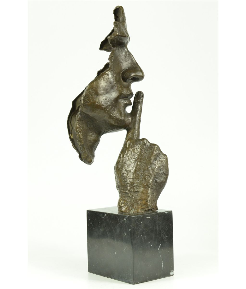 18"x8" Signed Salvador Dali Abstract Man Hush Up Bronze Sculpture ...