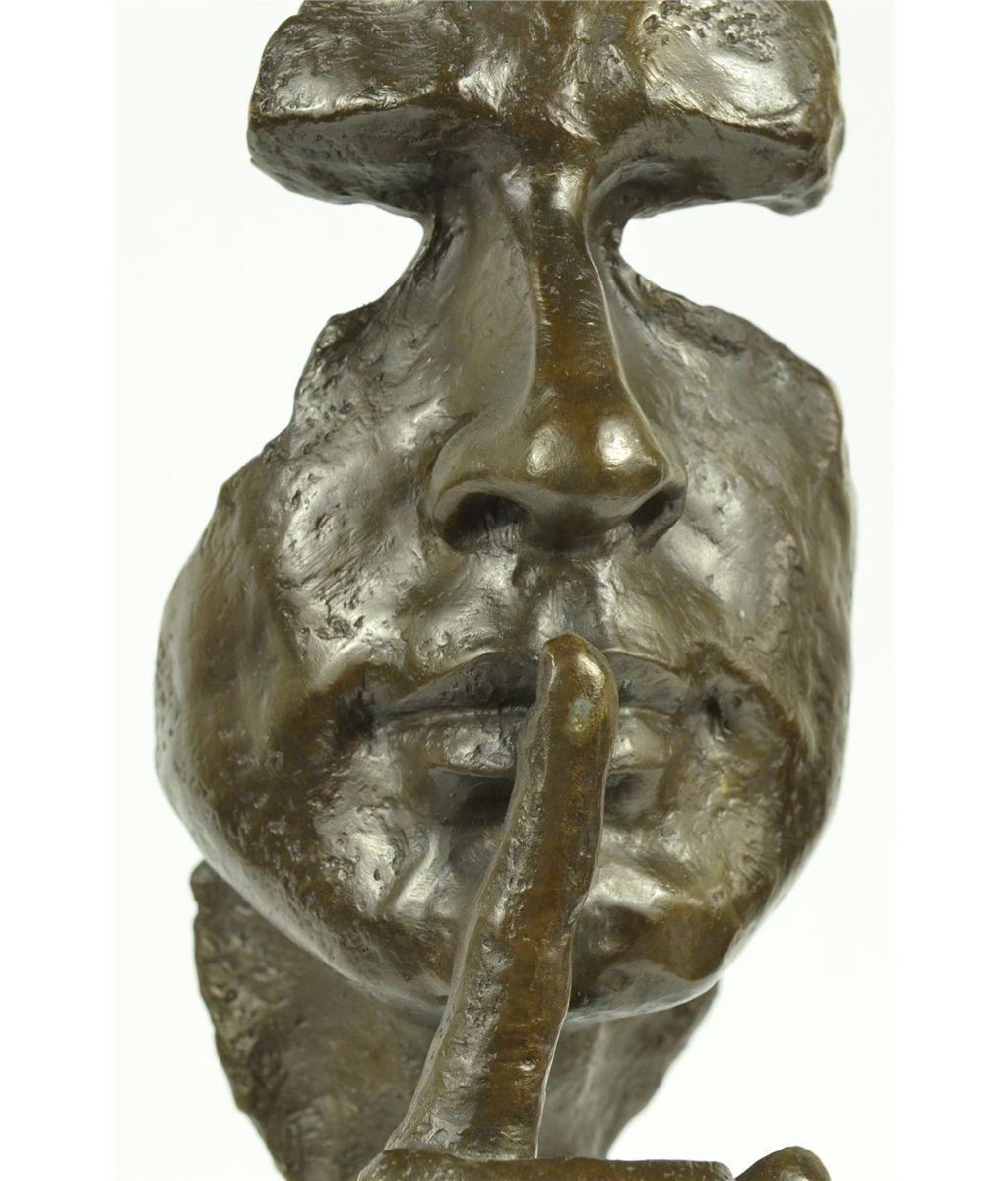18"x8" Signed Salvador Dali Abstract Man Hush Up Bronze Sculpture ...