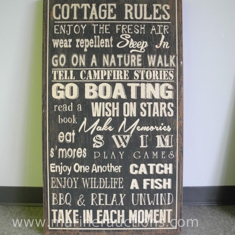 Cottage Rules Sign. Approx. 4 feet x 2.5 feet
