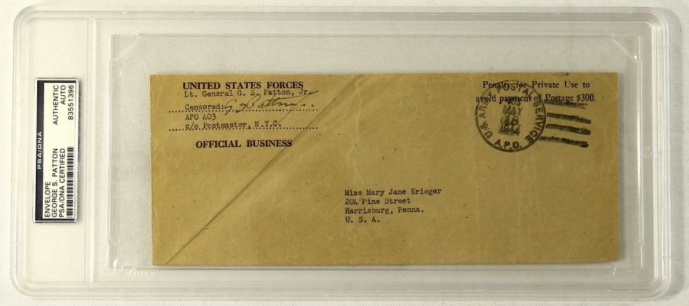 George S. Patton Signed Military Envelope (PSA Encapsulated)