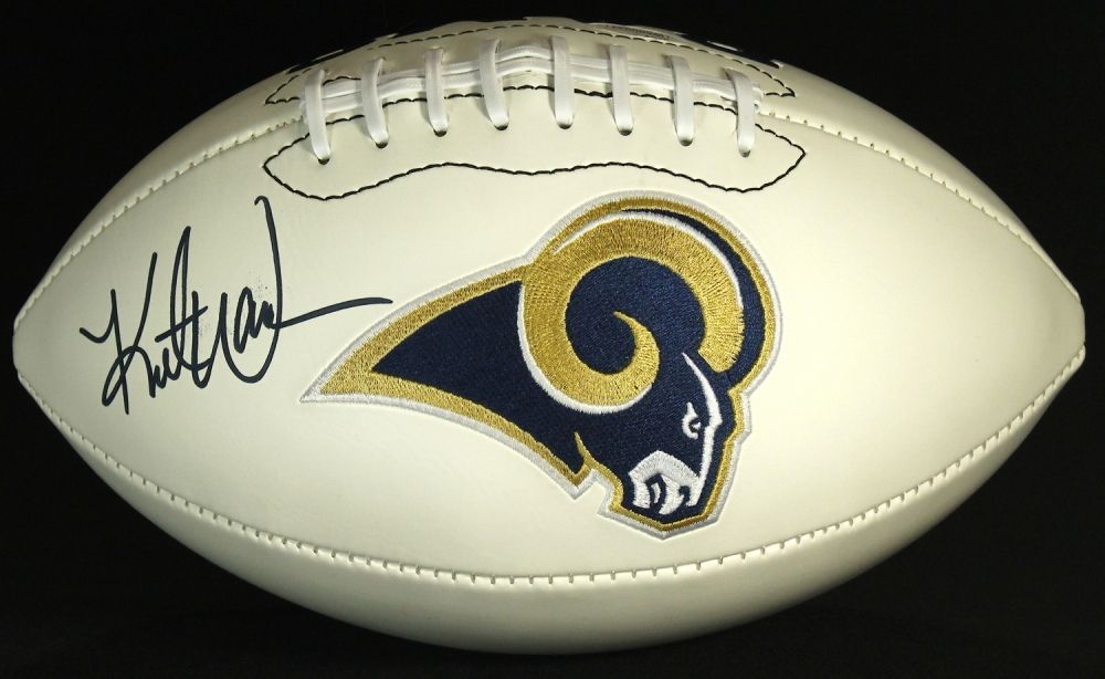 Kurt Warner Signed Rams Logo Football (JSA)