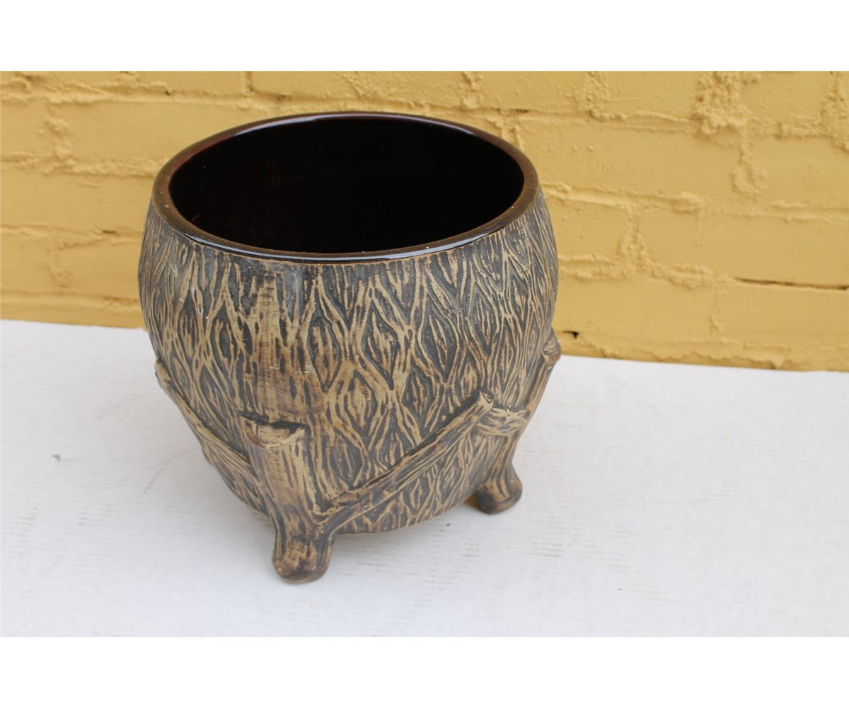 Western Stoneware Crock Wood/Log Pattern Jardinière