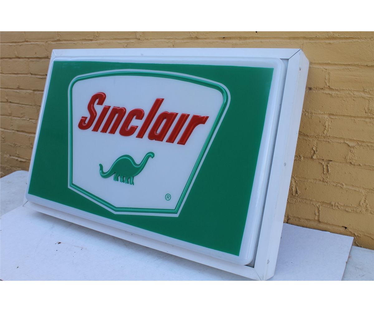 Vintage Sinclair Gasoline Light-Up Sign w/Dino Logo 38" x 24"