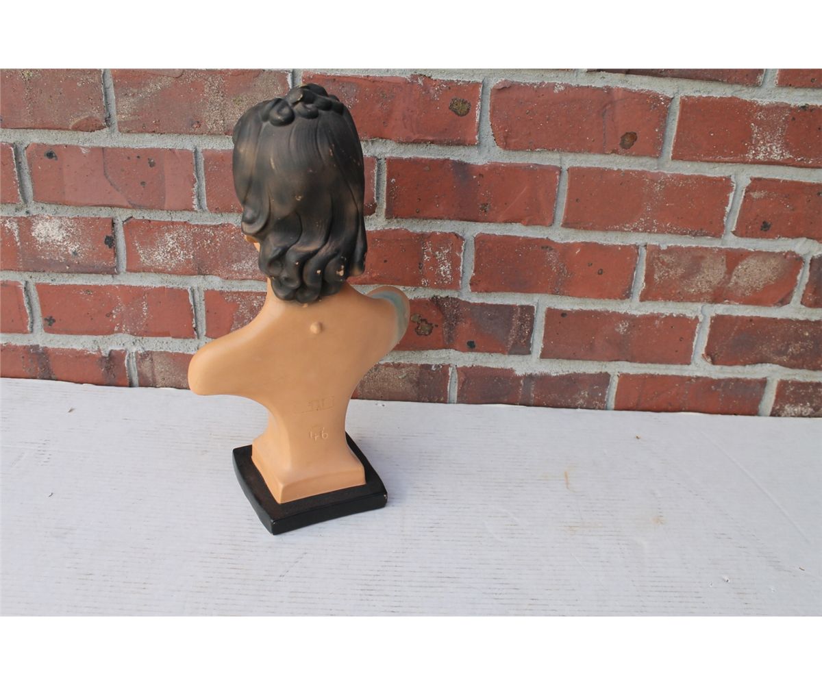 Vintage Lady Mannequin Bust Jewelry Display, Rubber Composite 16" Tall