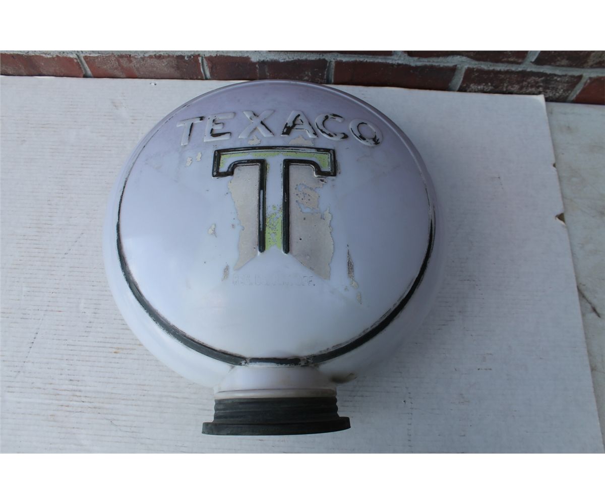 Early Texaco Embossed One Piece Gas Globe w/Orginal Metal Base Approx ...
