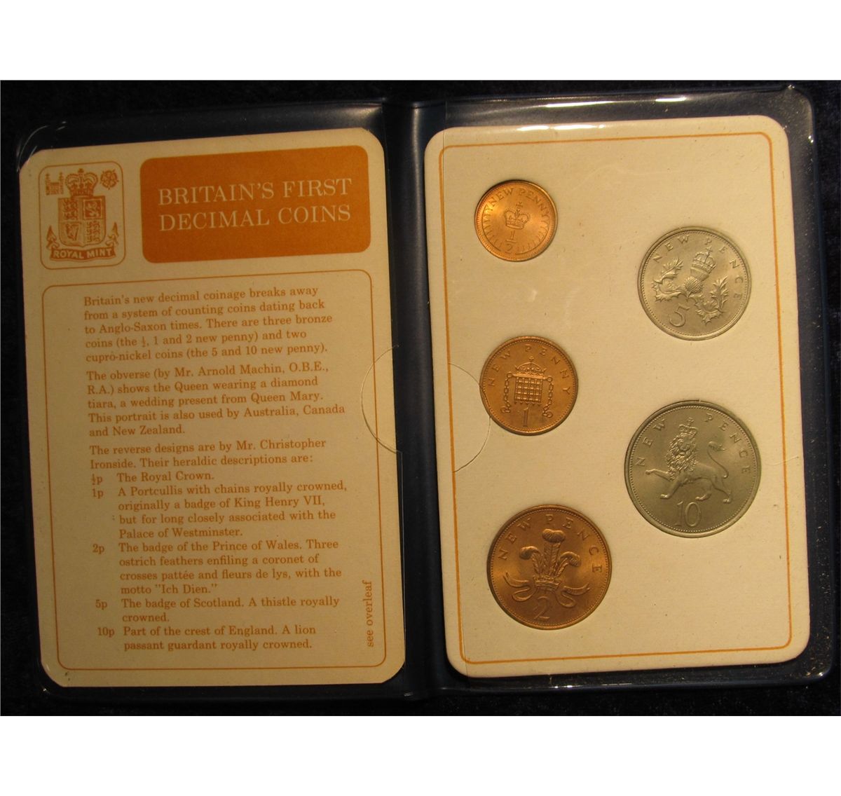439. 1971 Great Britain's First Decimal Coins 5-Piece Set in original ...
