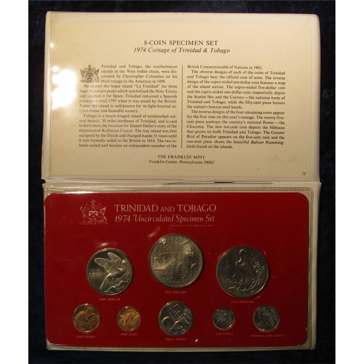 458. 1974 Trinidad and Tobago Uncirculated Specimen Set in original ...