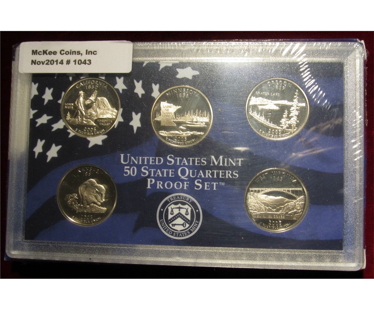1043. 2005 S U.S. Mint State Quarters Proof Set. Original as issued.