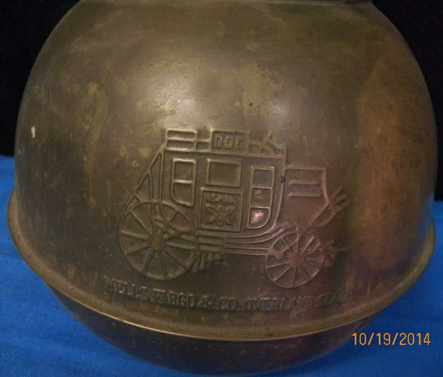 Wells Fargo And Overland Stage Brass Spittoon