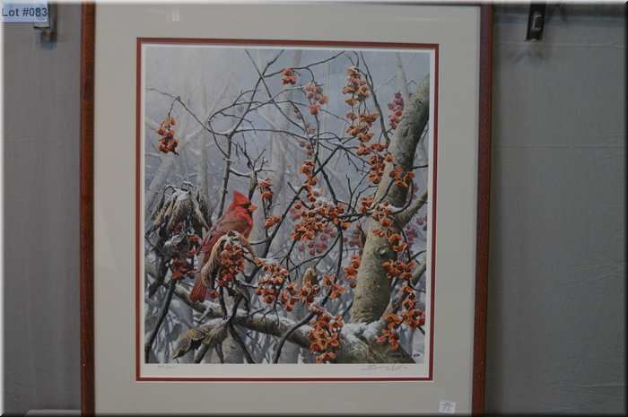Framed limited edition print "Bittersweet Winter-Cardinal" pencil ...