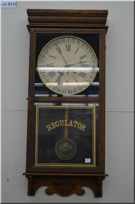 Vintage oak cased Regulator 31 day wall clock