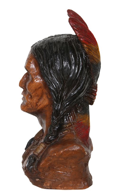 Native American Bust, Painted Plaster Sculpture