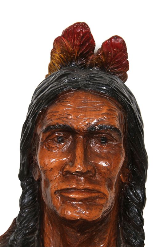 Native American Bust, Painted Plaster Sculpture