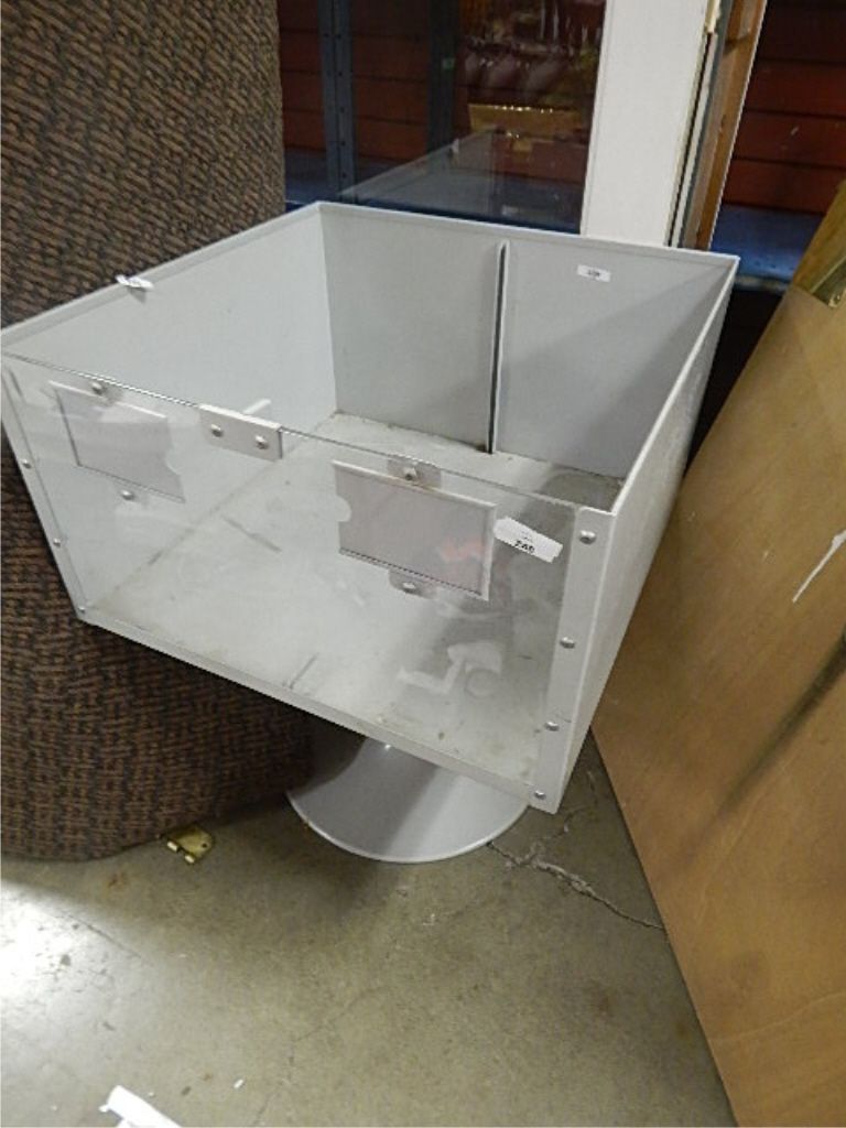 COMMERCIAL METAL STORE DISPLAY BIN ON PEDESTAL - GREY - CAN BE 1 OR 2 ...