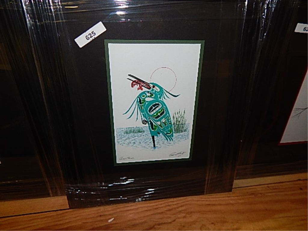 FRAME NATIVE INDIAN PRINT - BY RICHARD SHORTY - GREEN HERON