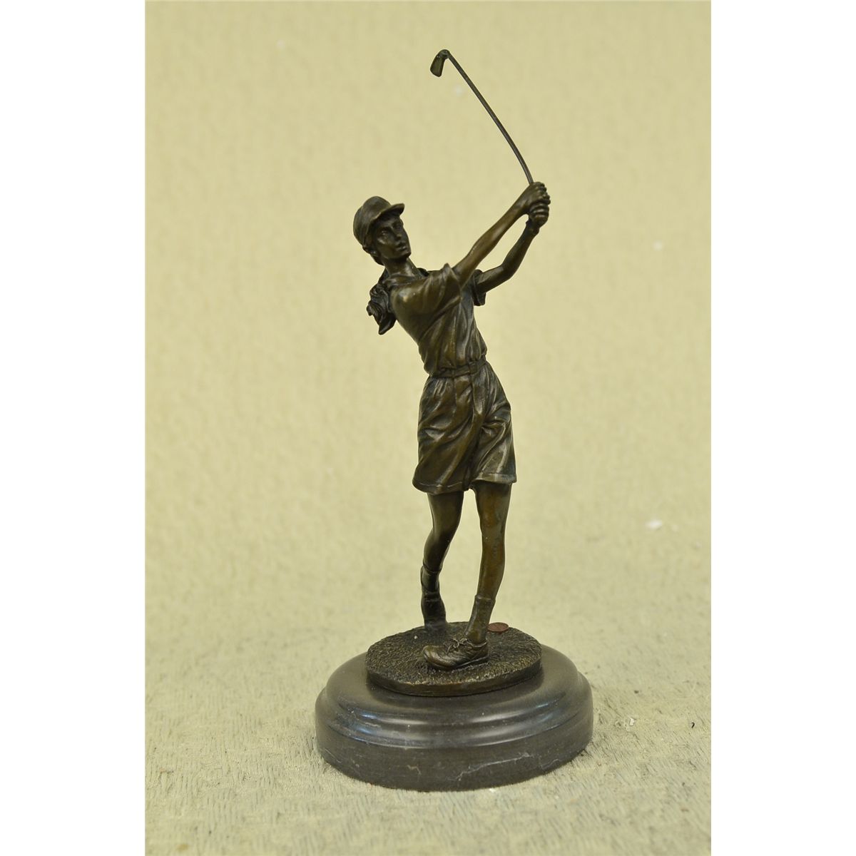 12"x5" Bronze Statue Vintage Golfer Golf Female Golfing Trophy ...