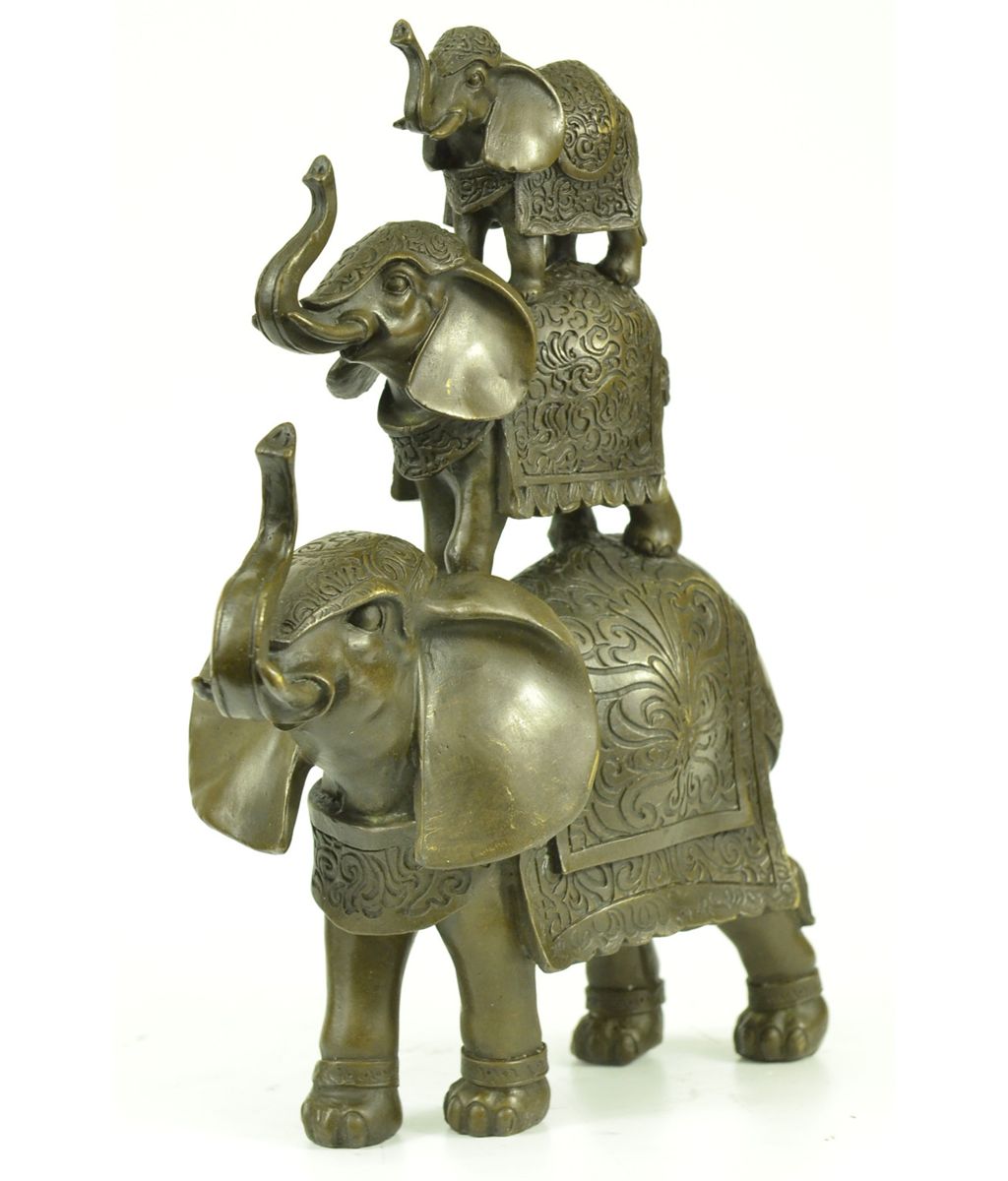 12"x12" Sale Wildlife African Elephants Bronze Statue Sculpture ...