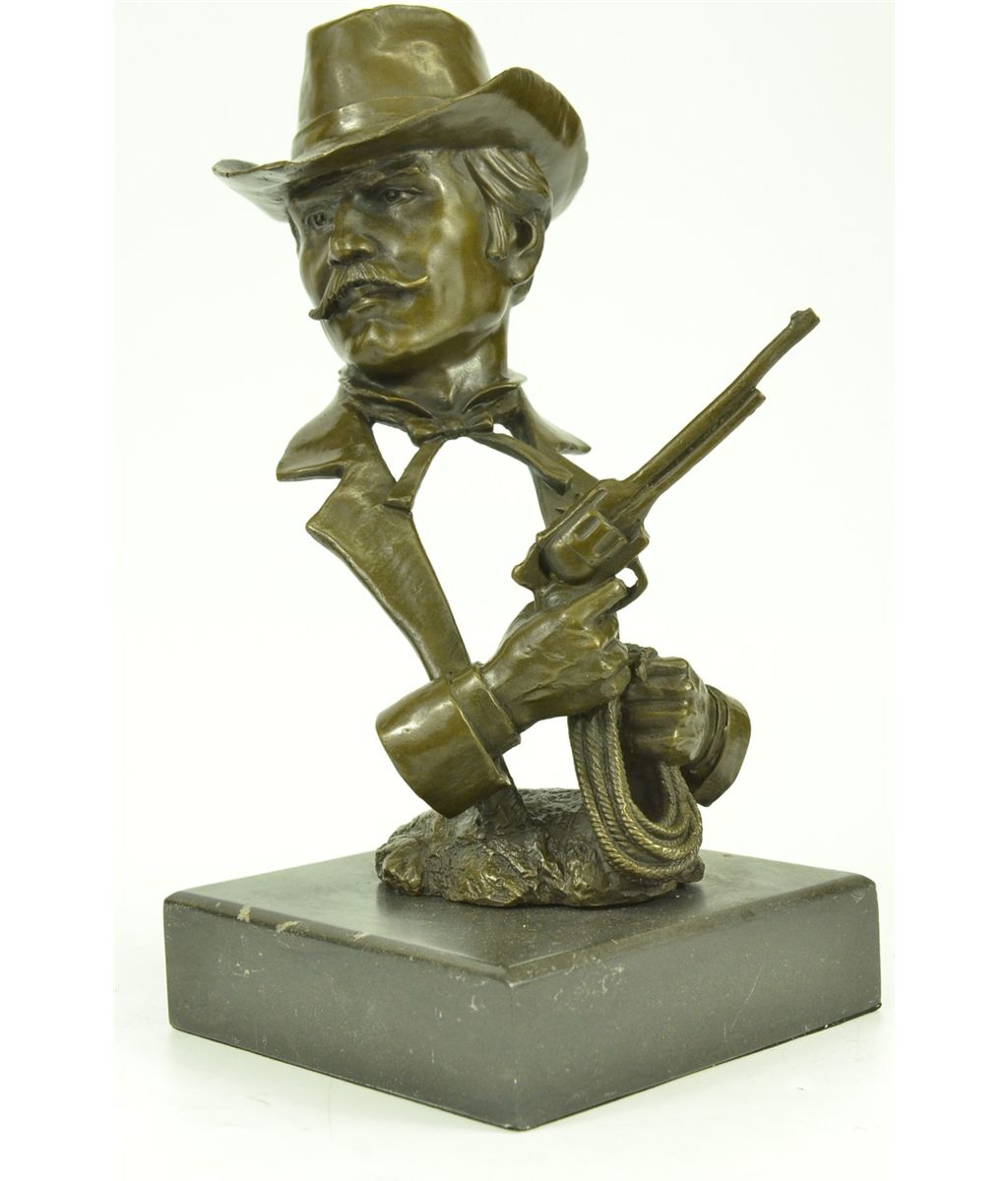 13"x6" Bronze Statue Gun Revolver Wyatt Earp Western By Trask Sculpture ...