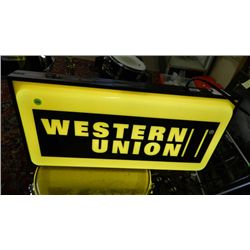 lighted Western Union double sided sign