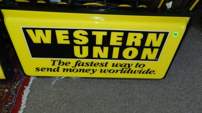 lighted Western Union double sided sign