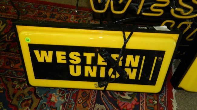 lighted Western Union double sided sign