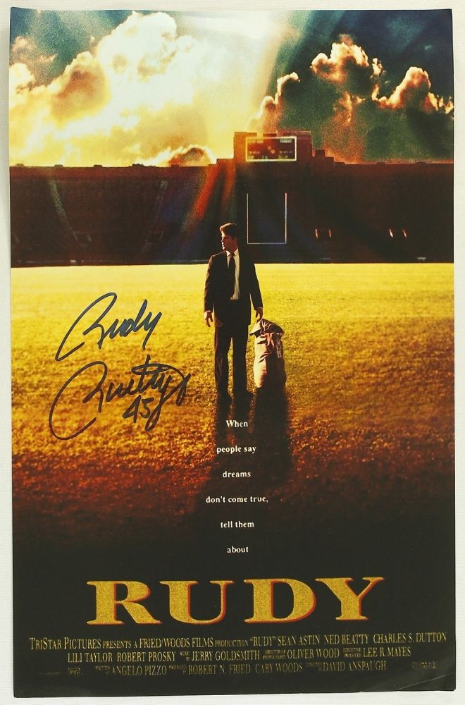 Rudy Ruettiger Signed "Rudy" 11x17 Movie Poster (PA LOA)