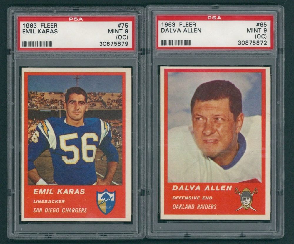 Lot of (2) 1963 Fleer Rookie Football Cards With #65 Dalva Allen & #75 ...