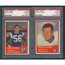 Lot of (2) 1963 Fleer Rookie Football Cards With #65 Dalva Allen & #75 ...