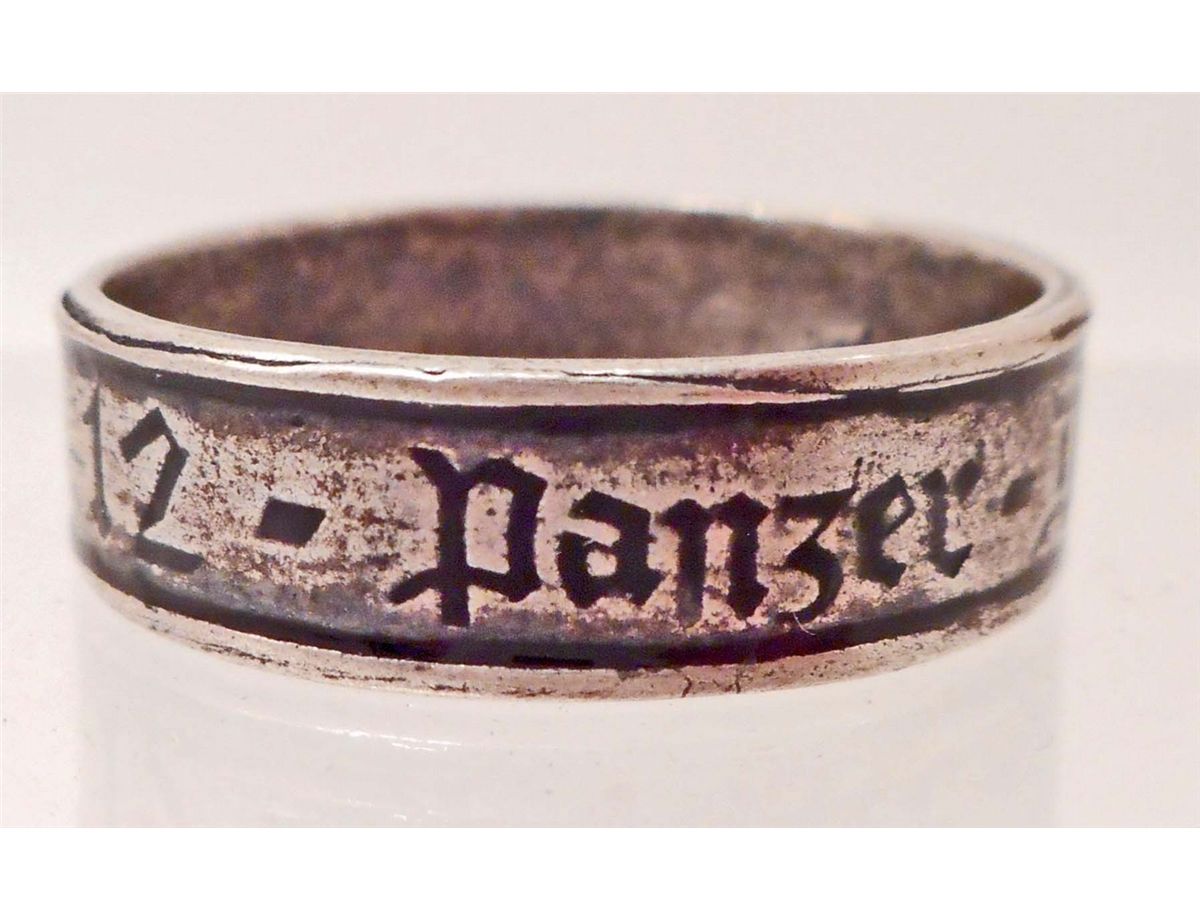 GERMAN NAZI PANZER DIVISION RING MARKED 800 FOR SILVER