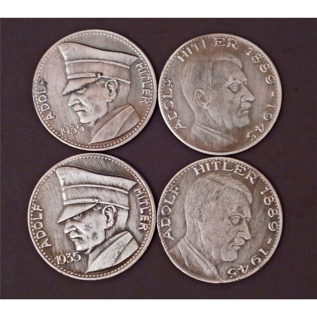 LOT OF 4 GERMAN NAZI ADOLF HITLER COINS