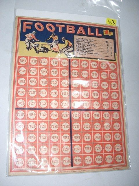 VINTAGE VERY OLD *EXTREMELY RARE-UNUSED* FOOTBALL PUNCH CARD *ACME ...