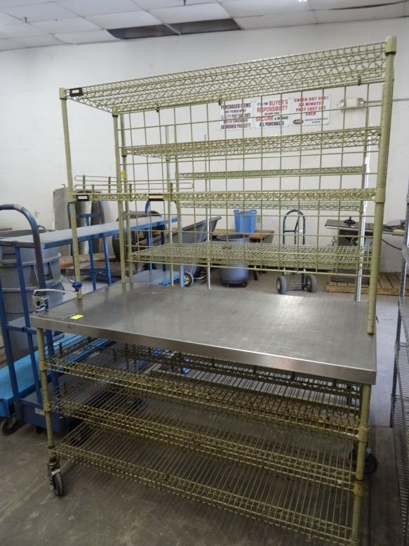 Rolling Metro Rack w/Table & #10 Can Opener - Bay Area Auction Services