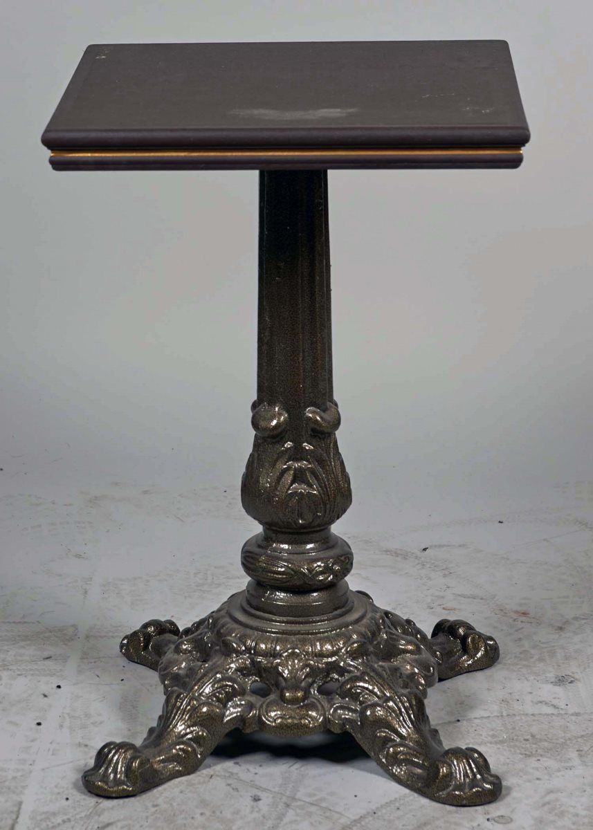 Ornate Cast-Iron Wood Pedestal Slot Machine Stand